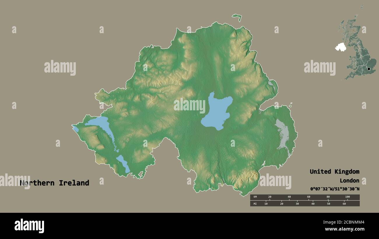 Shape of Northern Ireland, region of United Kingdom, with its capital ...