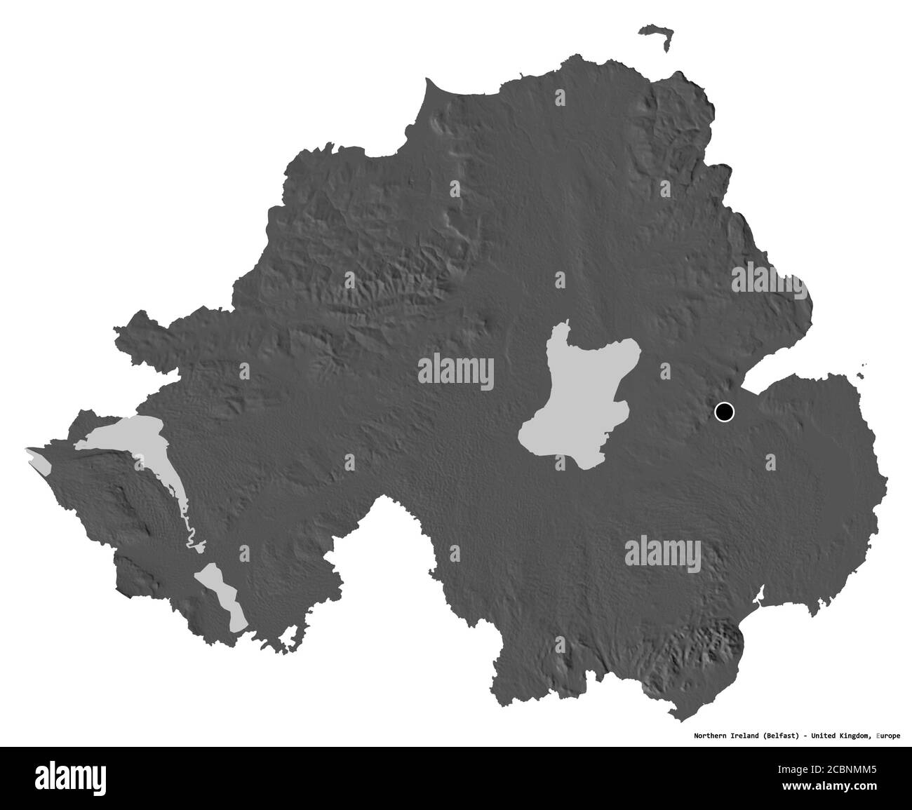 Shape of Northern Ireland, region of United Kingdom, with its capital ...