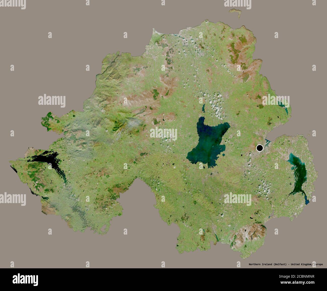Shape of Northern Ireland, region of United Kingdom, with its capital ...