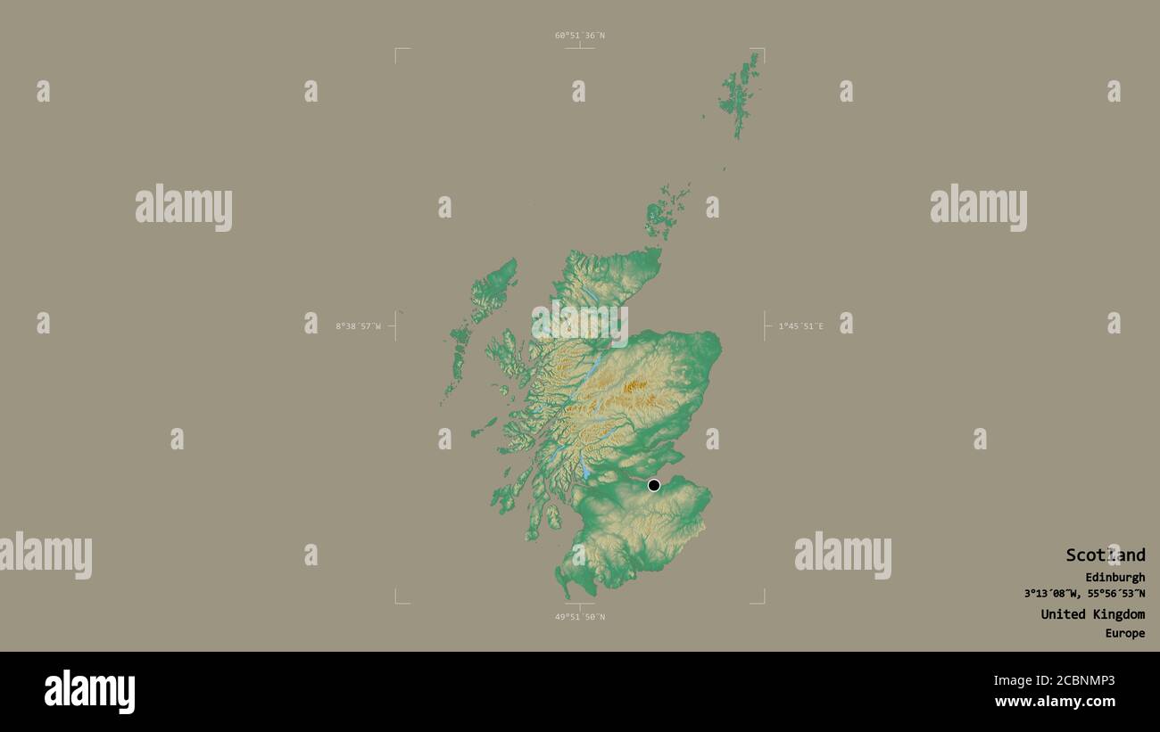 Area of Scotland, region of United Kingdom, isolated on a solid ...