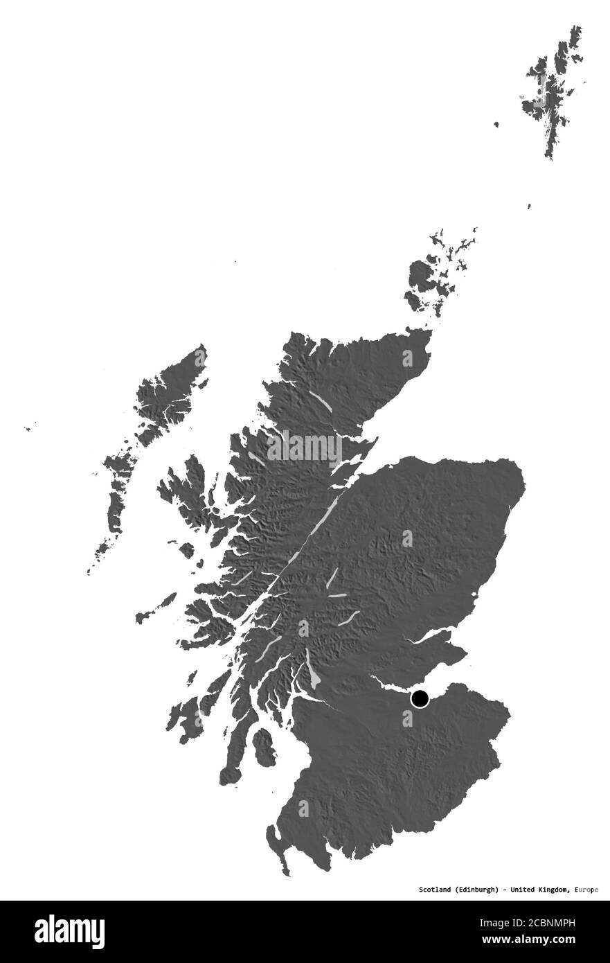 Shape of Scotland, region of United Kingdom, with its capital isolated ...