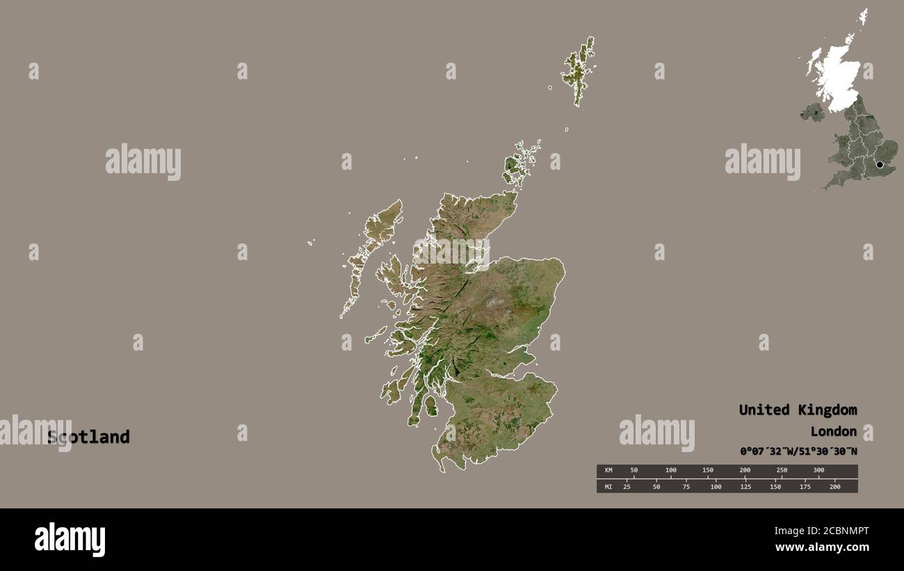 Shape of Scotland, region of United Kingdom, with its capital isolated ...
