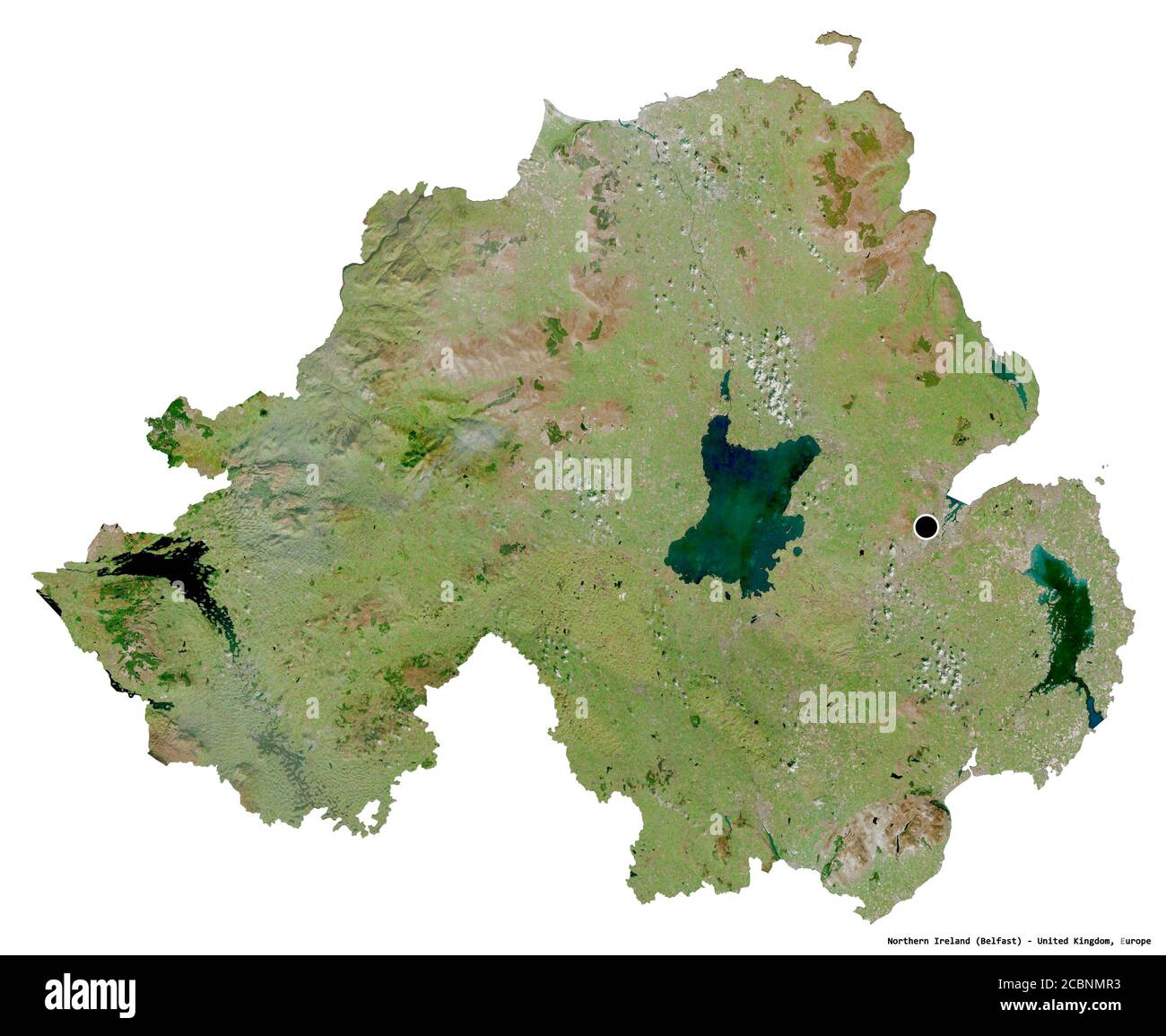 Shape of Northern Ireland, region of United Kingdom, with its capital ...