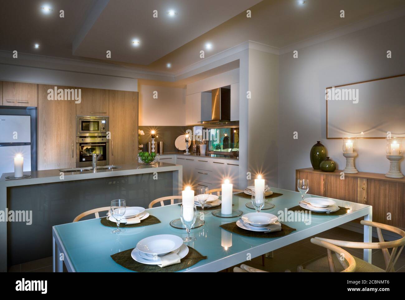 Interior of a modern kitchen and dining room Stock Photo - Alamy