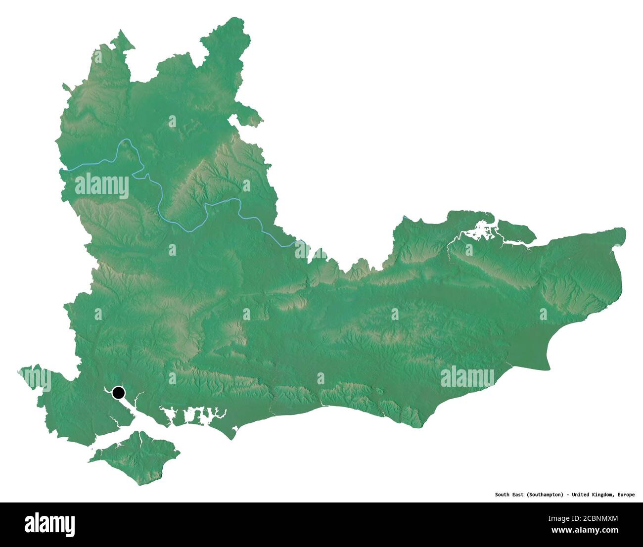 Shape of South East, region of United Kingdom, with its capital ...