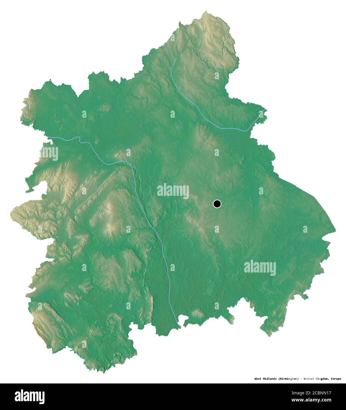 Shape of West Midlands, region of United Kingdom, with its capital ...