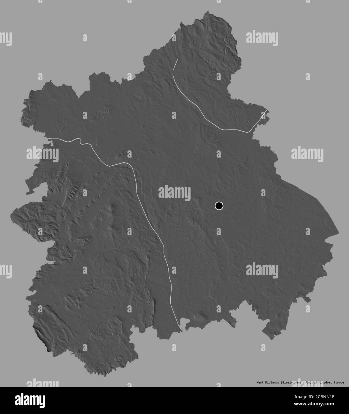 Shape of West Midlands, region of United Kingdom, with its capital ...