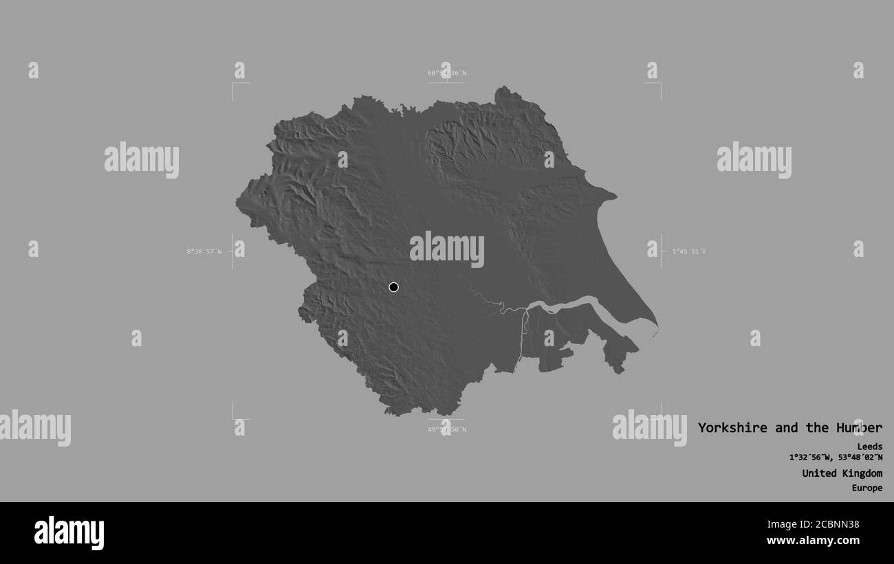 Area of Yorkshire and the Humber, region of United Kingdom, isolated on ...