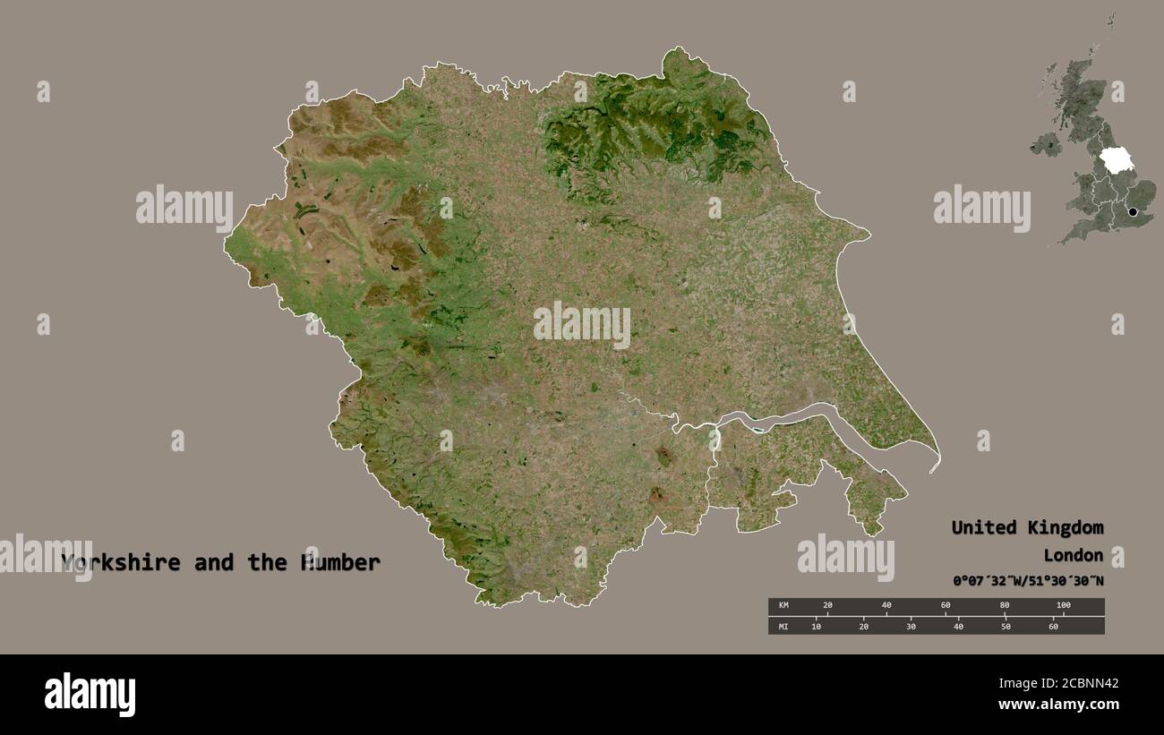 Shape of Yorkshire and the Humber, region of United Kingdom, with its ...