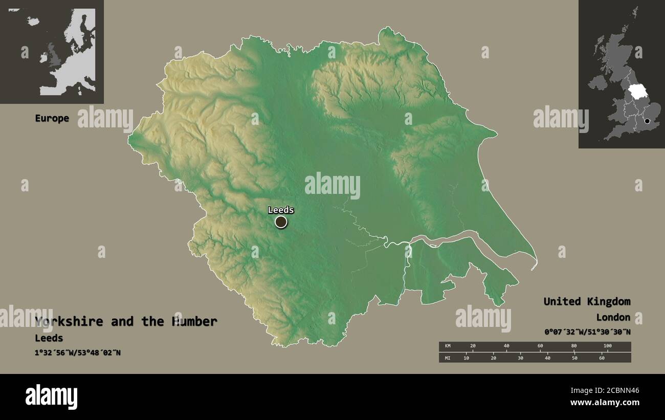 Shape of Yorkshire and the Humber, region of United Kingdom, and its ...
