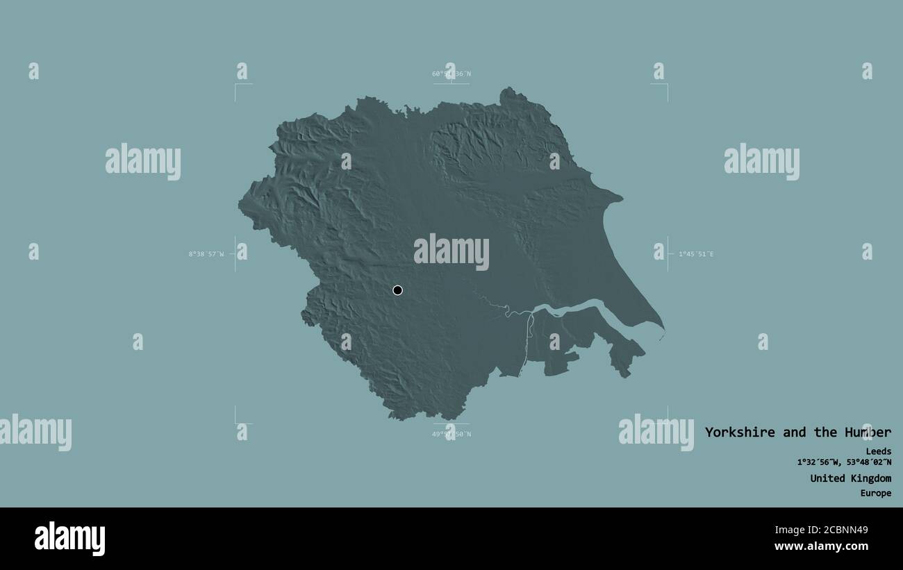 Area of Yorkshire and the Humber, region of United Kingdom, isolated on ...