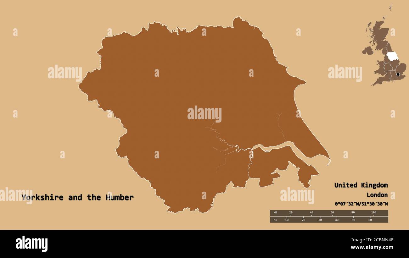 Shape of Yorkshire and the Humber, region of United Kingdom, with its ...