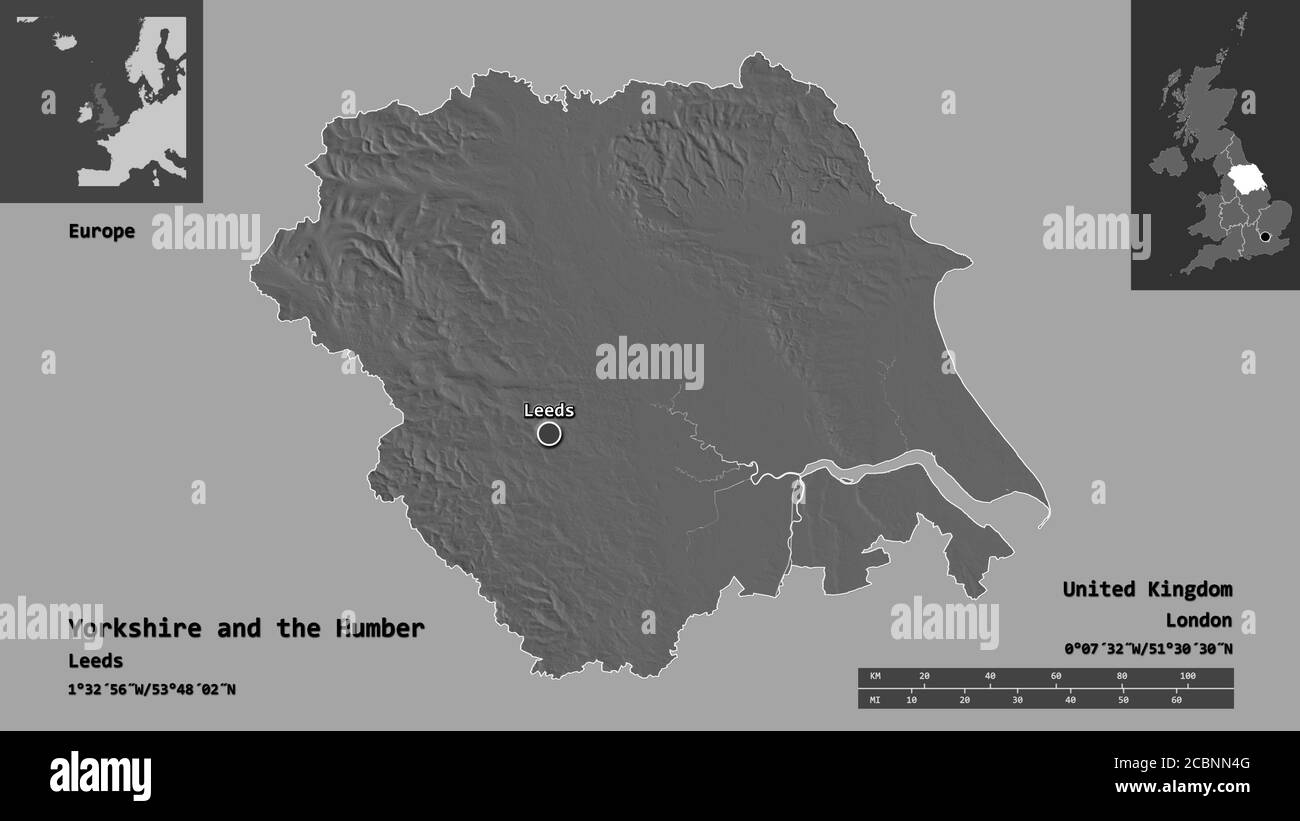 Shape of Yorkshire and the Humber, region of United Kingdom, and its ...