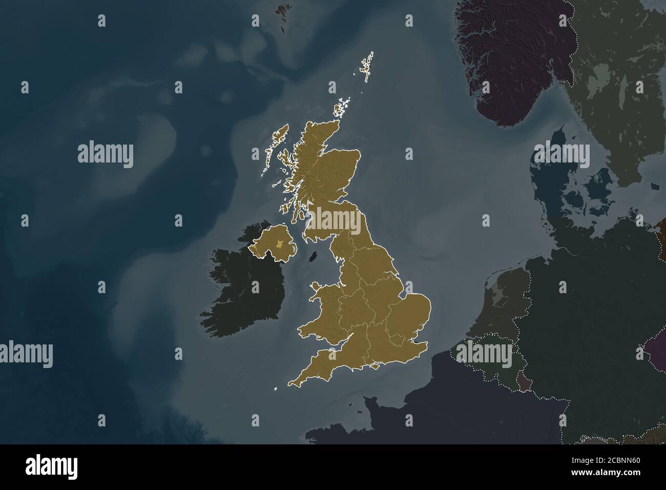 Shape of United Kingdom separated by the desaturation of neighboring ...