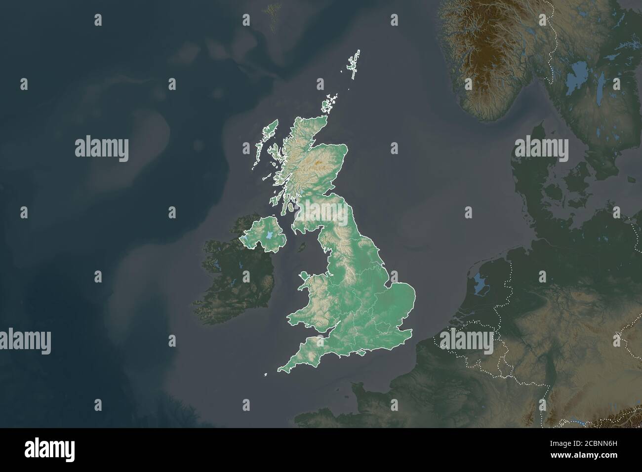 Shape of United Kingdom separated by the desaturation of neighboring ...