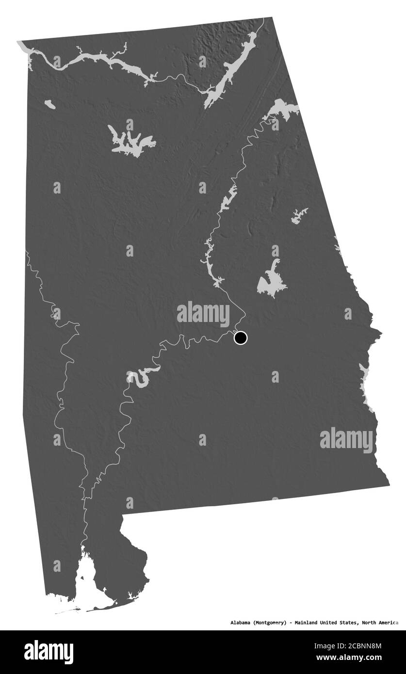 Shape of Alabama, state of Mainland United States, with its capital ...