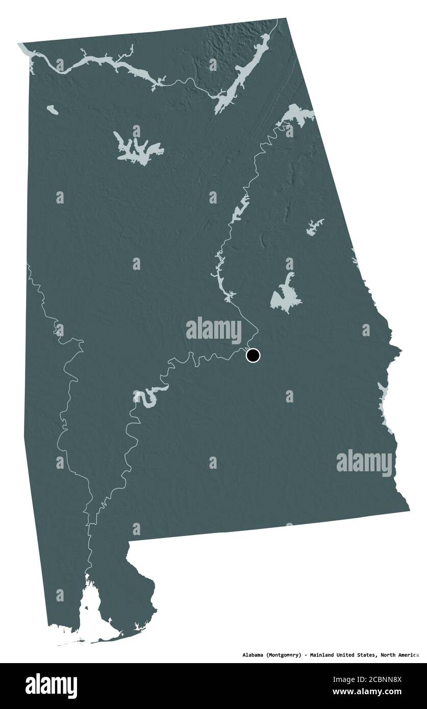 Shape of Alabama, state of Mainland United States, with its capital ...