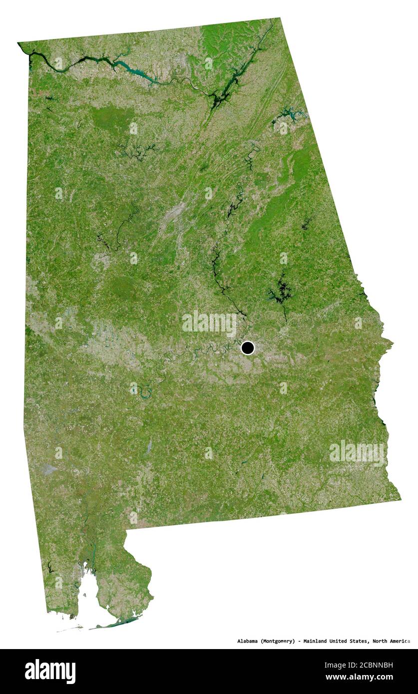 Shape of Alabama, state of Mainland United States, with its capital ...