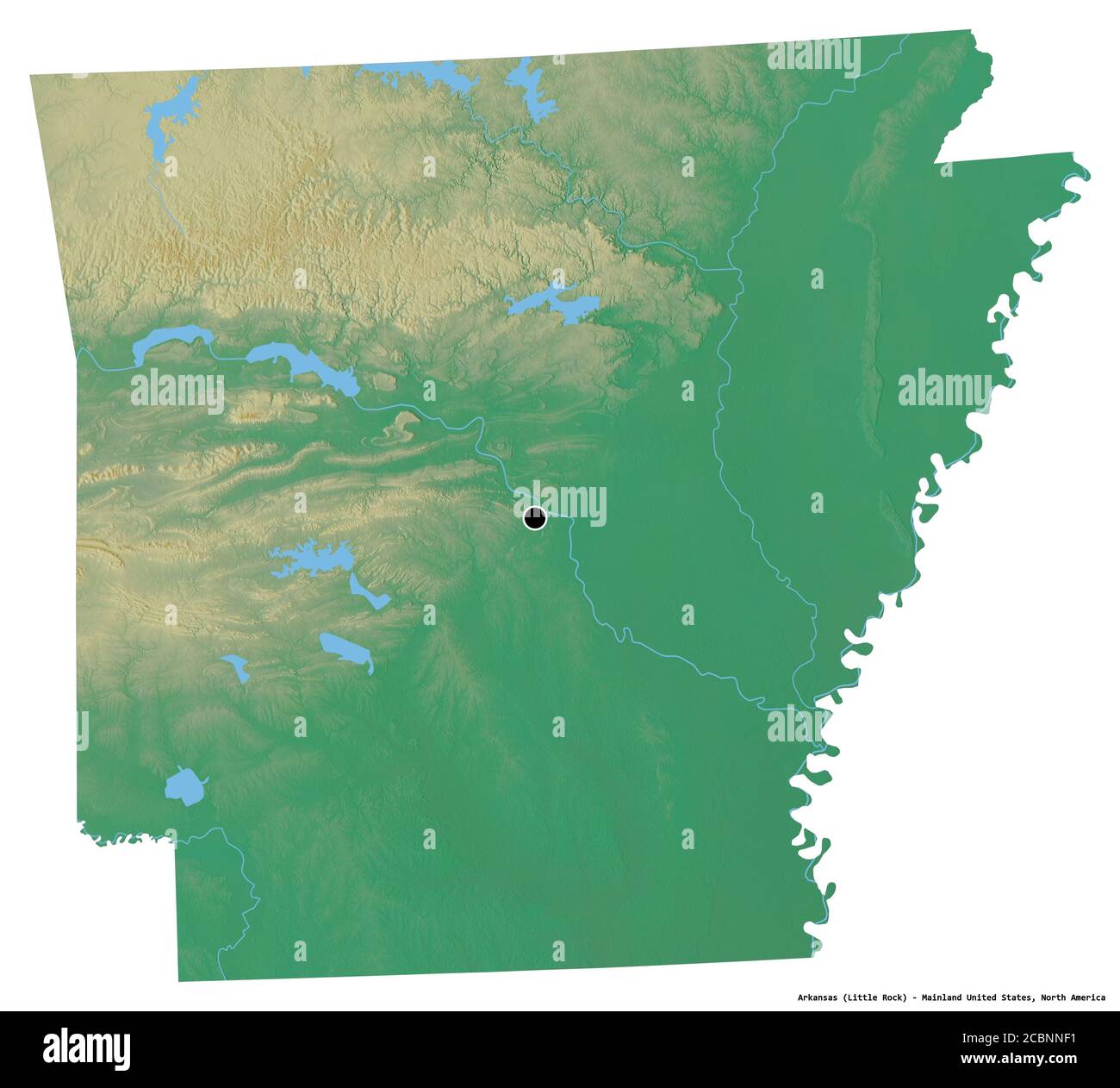 Shape of Arkansas, state of Mainland United States, with its capital ...