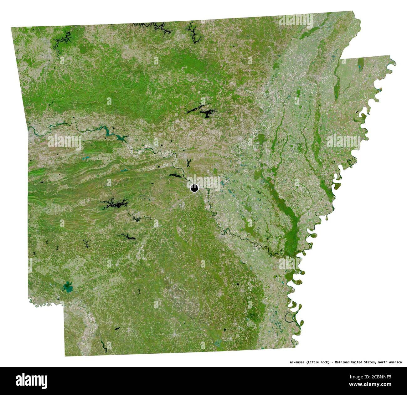 Shape of Arkansas, state of Mainland United States, with its capital ...