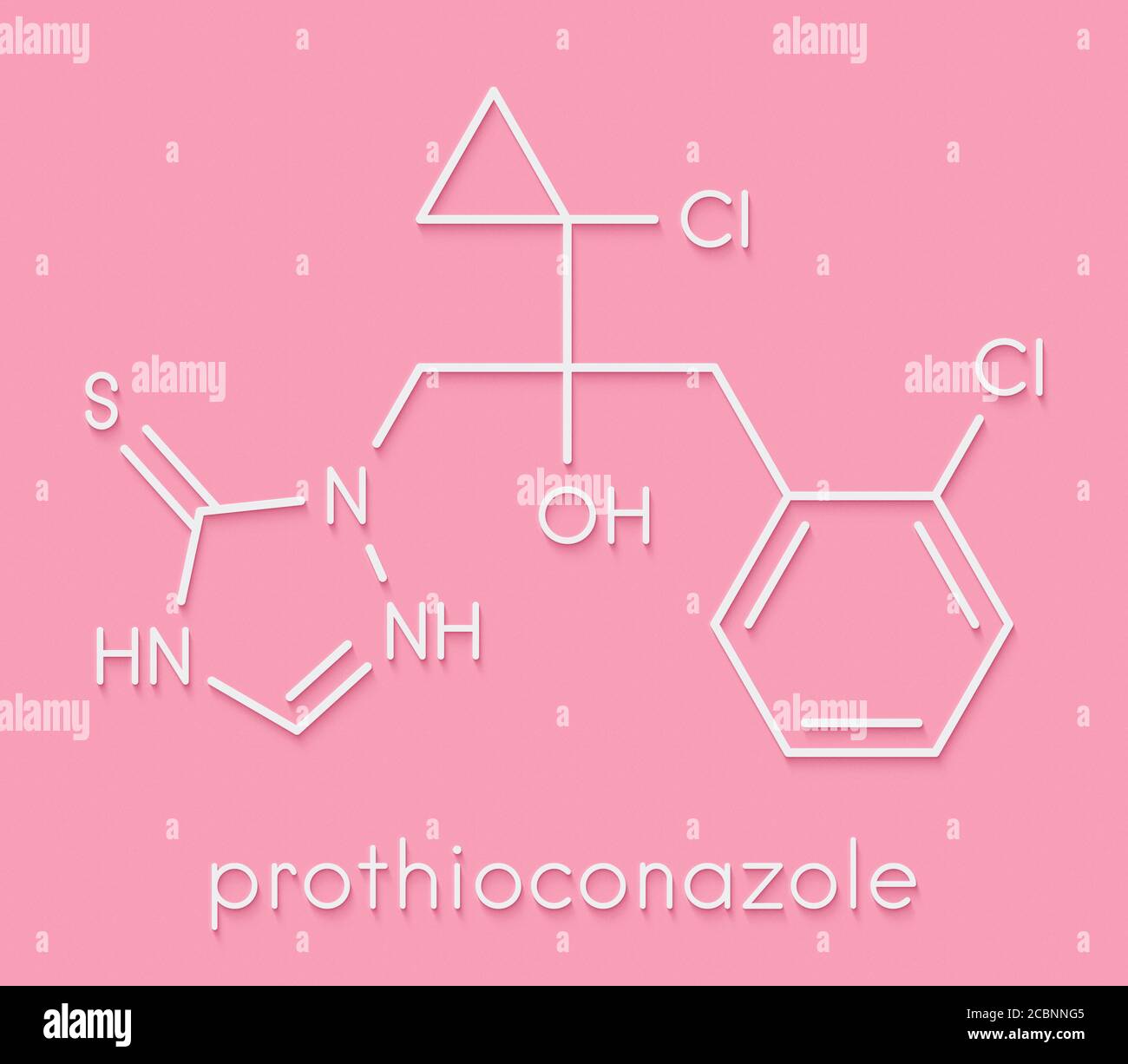 Prothioconazole fungicide molecule. Skeletal formula Stock Photo - Alamy