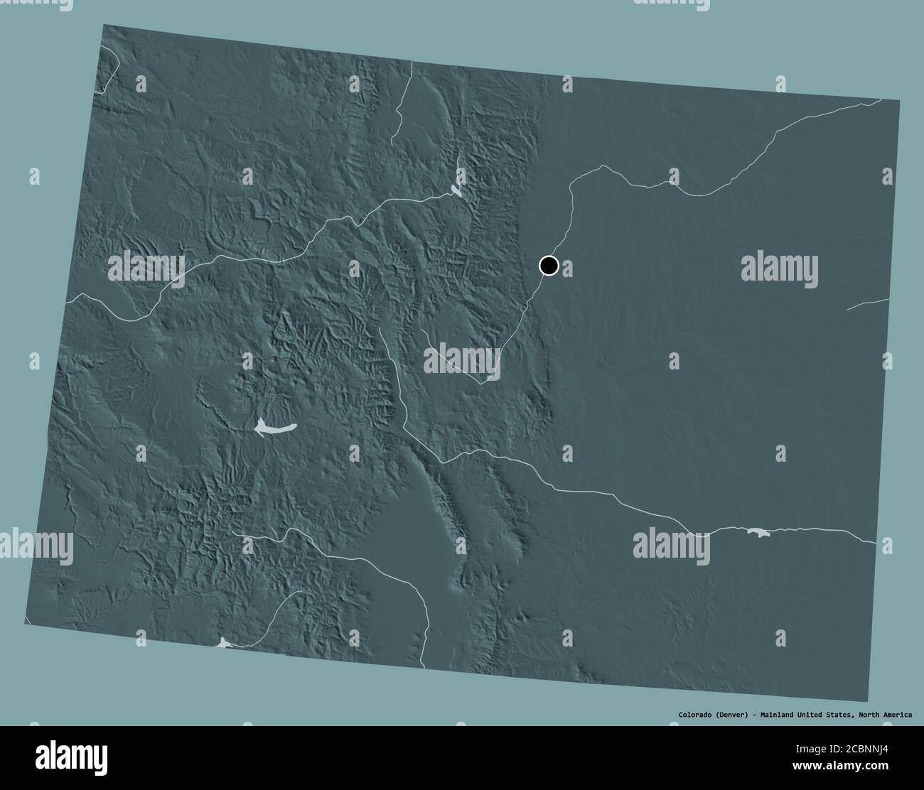 Shape of Colorado, state of Mainland United States, with its capital ...