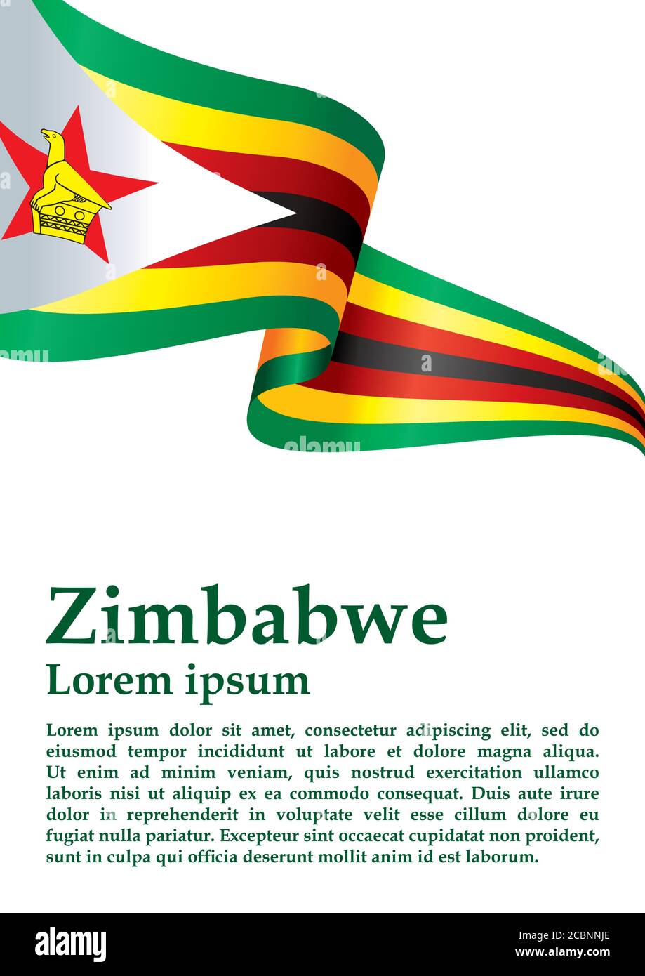 Flag of Zimbabwe, Republic of Zimbabwe. Template for award design, an ...