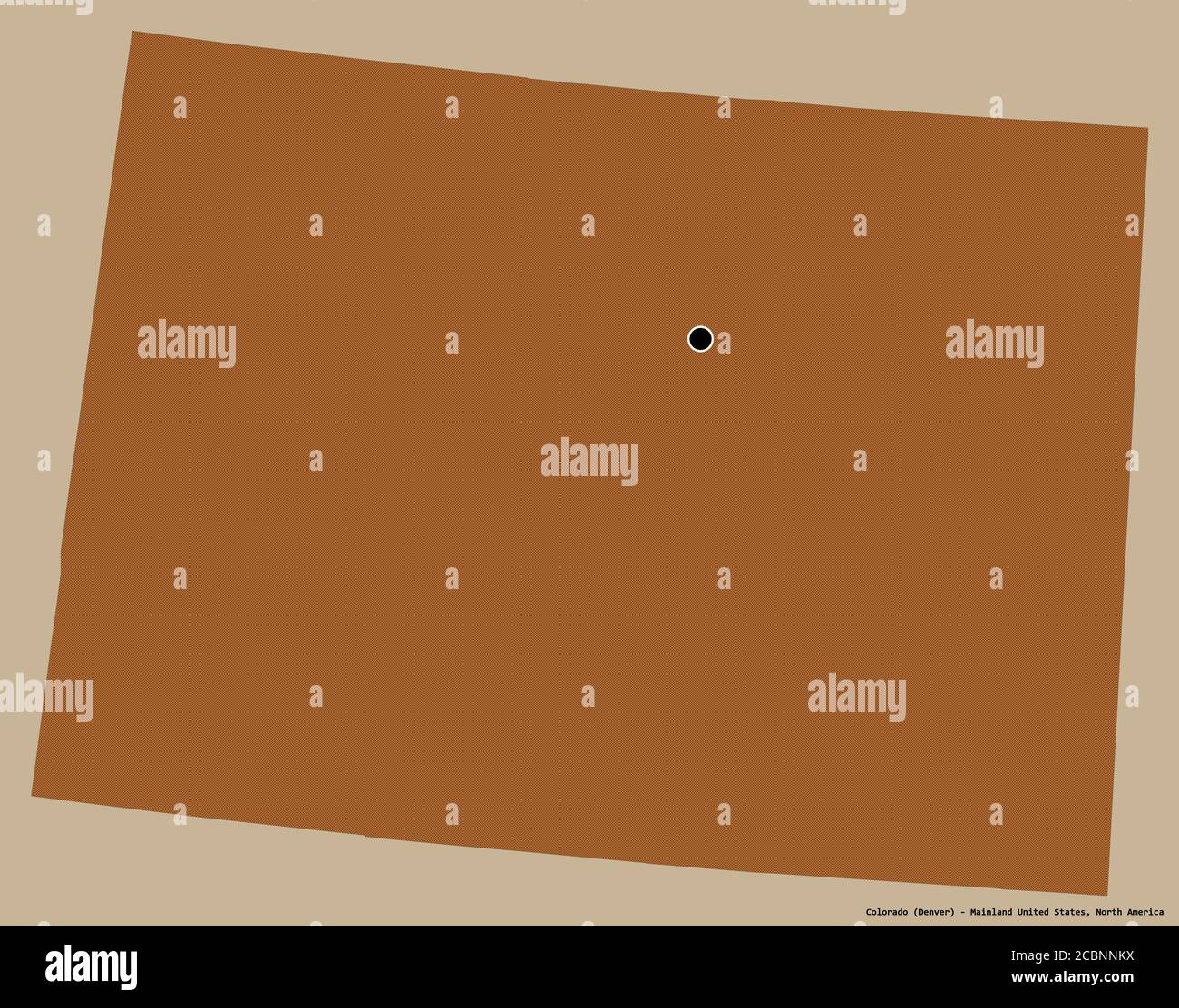 Shape of Colorado, state of Mainland United States, with its capital ...