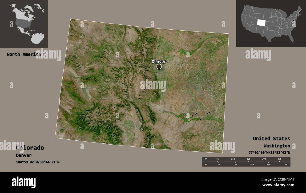 Shape of Colorado, state of Mainland United States, and its capital ...