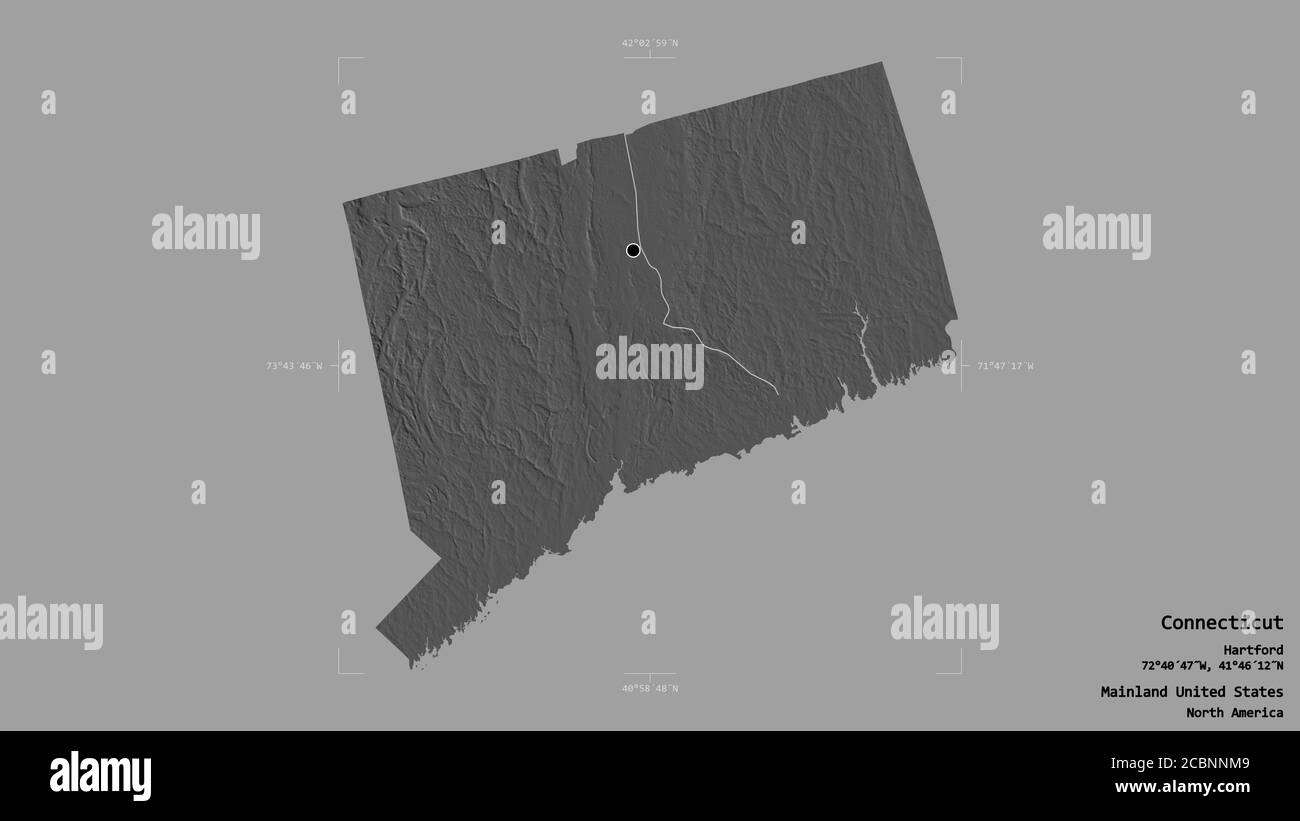 Area of Connecticut, state of Mainland United States, isolated on a ...