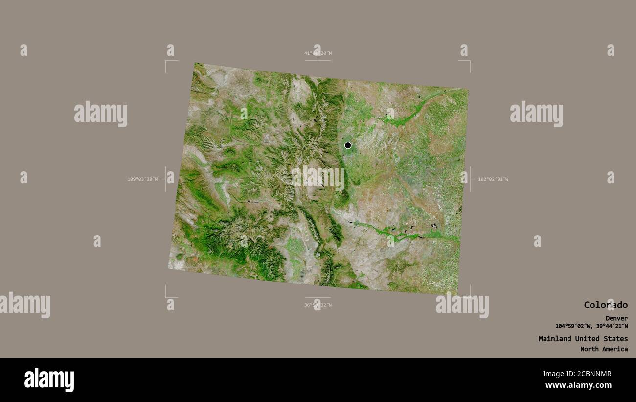 Area of Colorado, state of Mainland United States, isolated on a solid ...