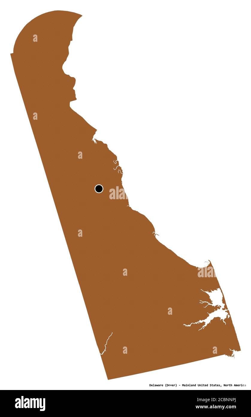 Shape of Delaware, state of Mainland United States, with its capital ...