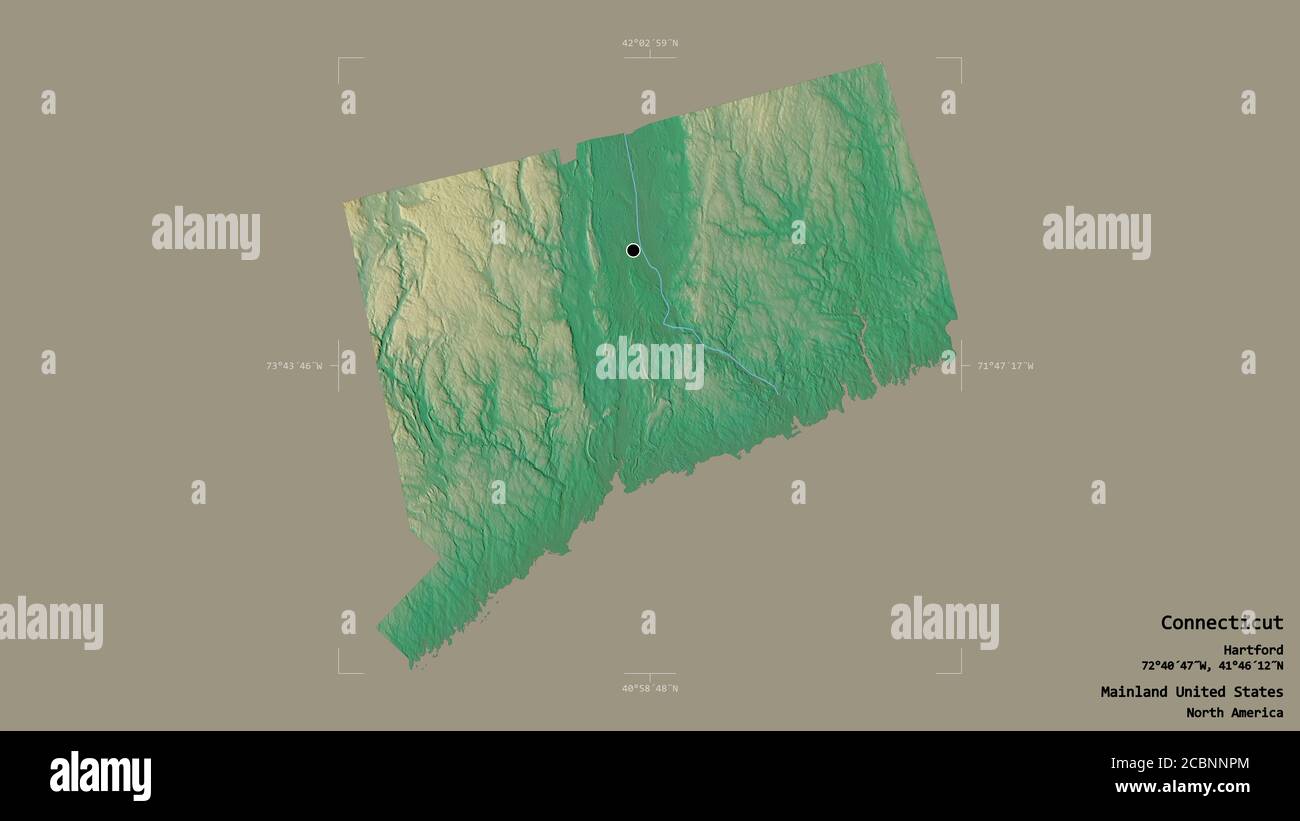 Area of Connecticut, state of Mainland United States, isolated on a ...