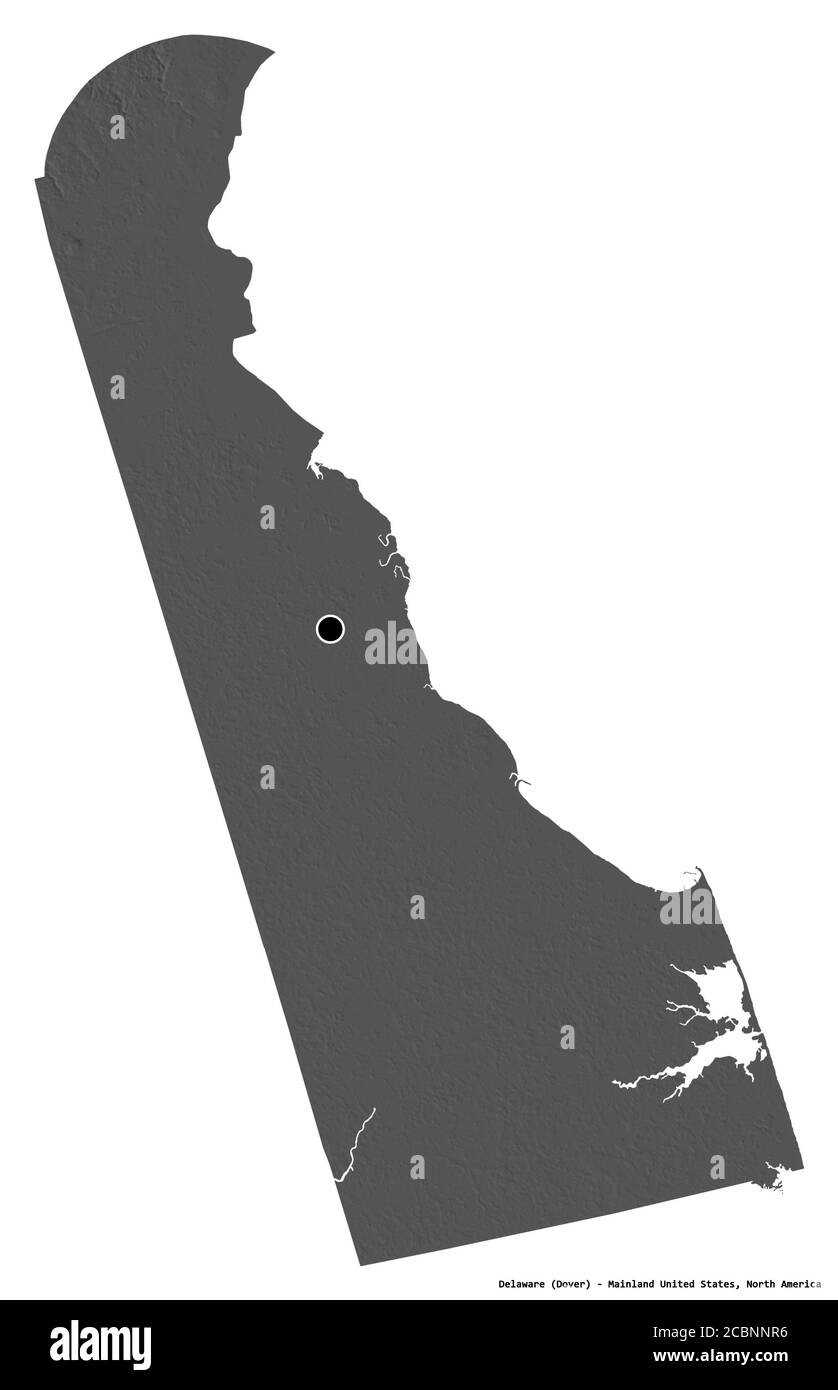 Shape of Delaware, state of Mainland United States, with its capital ...