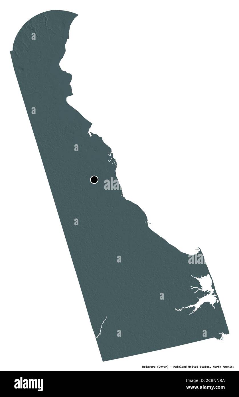 Shape of Delaware, state of Mainland United States, with its capital ...