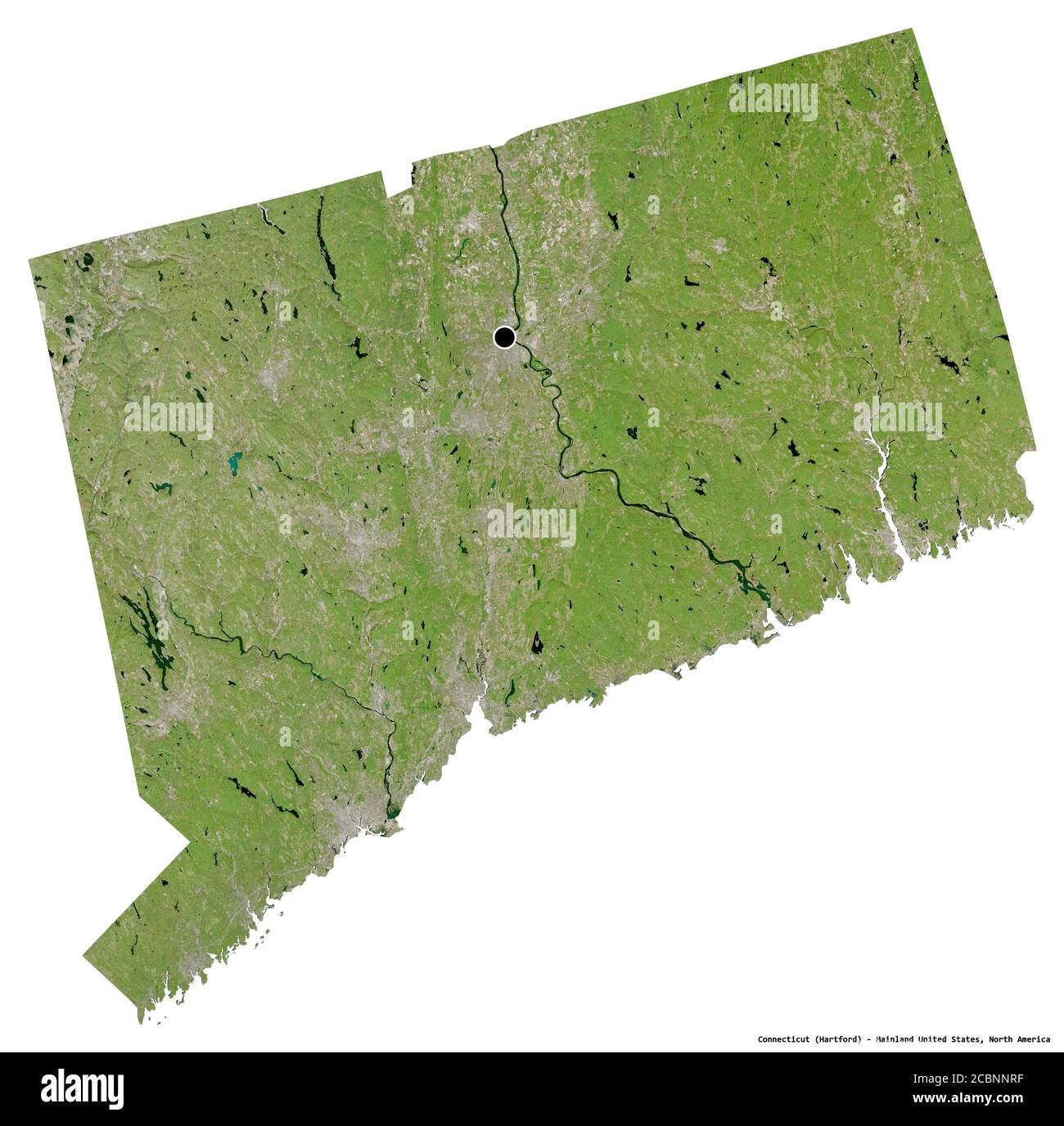 Shape of Connecticut, state of Mainland United States, with its capital ...