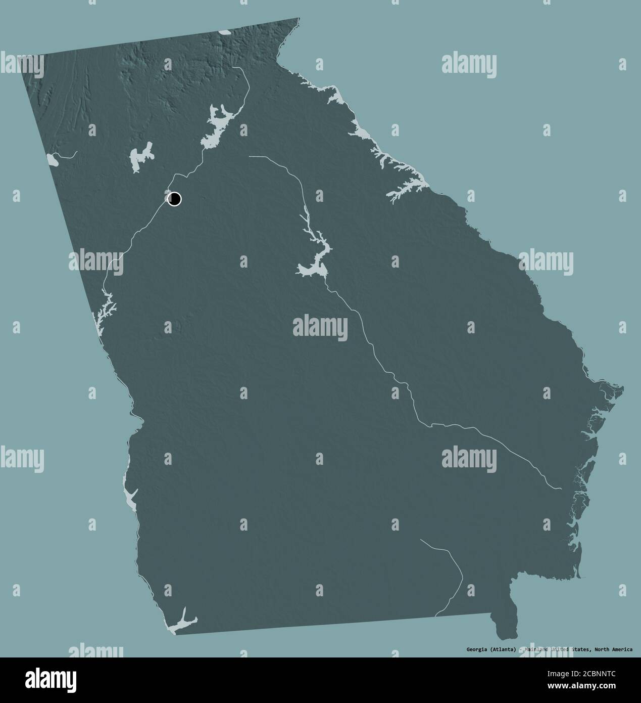 Shape of Georgia, state of Mainland United States, with its capital ...