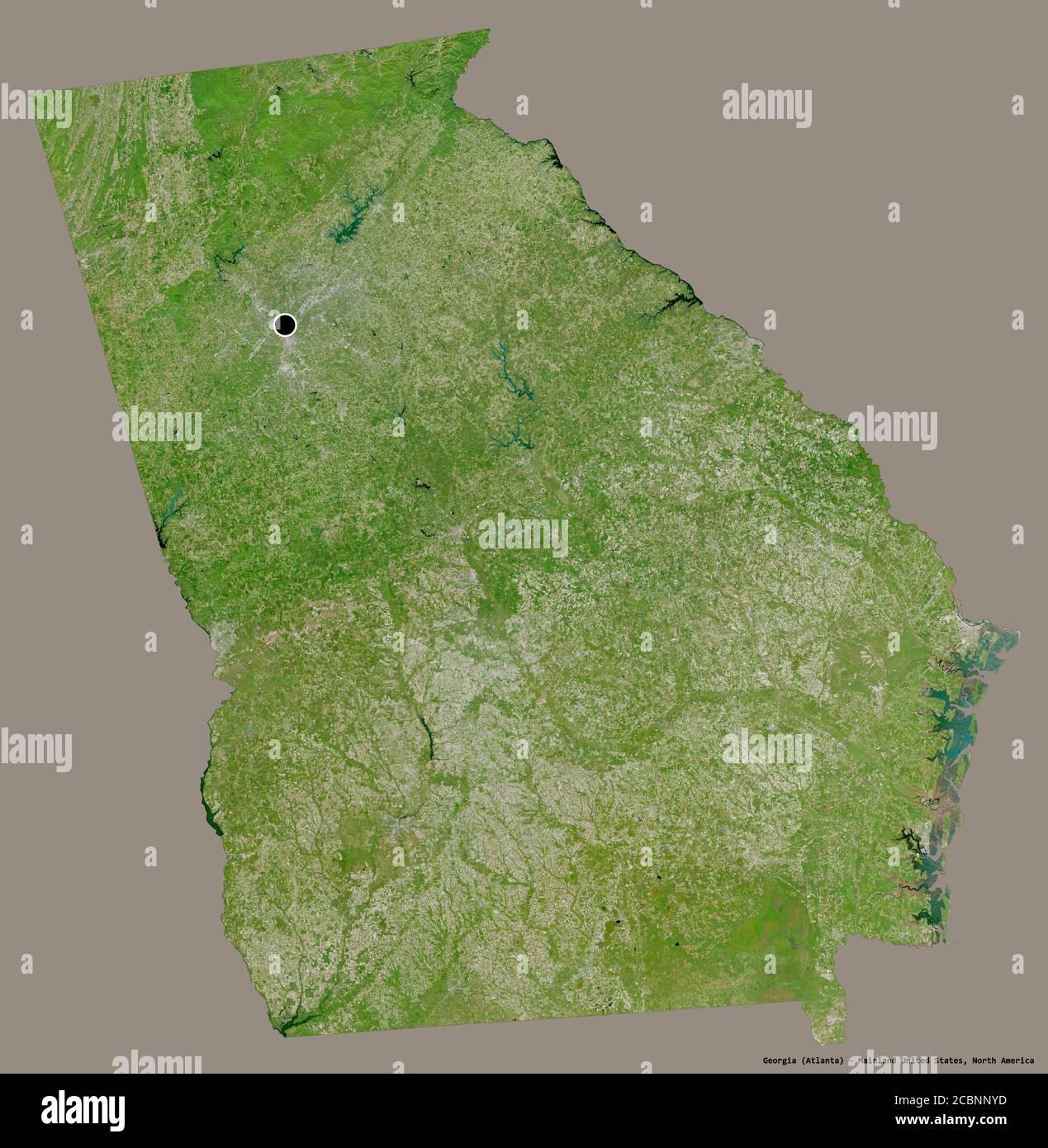 Shape of Georgia, state of Mainland United States, with its capital ...