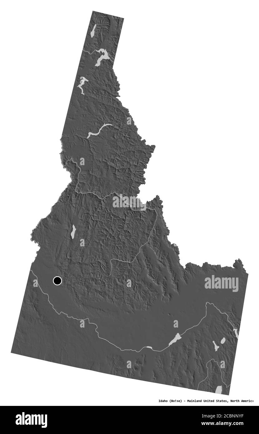 Shape of Idaho, state of Mainland United States, with its capital ...