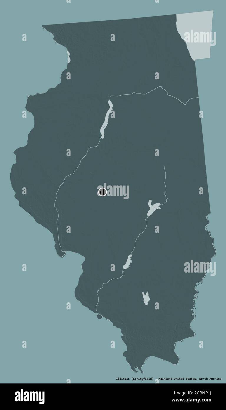 Shape of Illinois, state of Mainland United States, with its capital ...