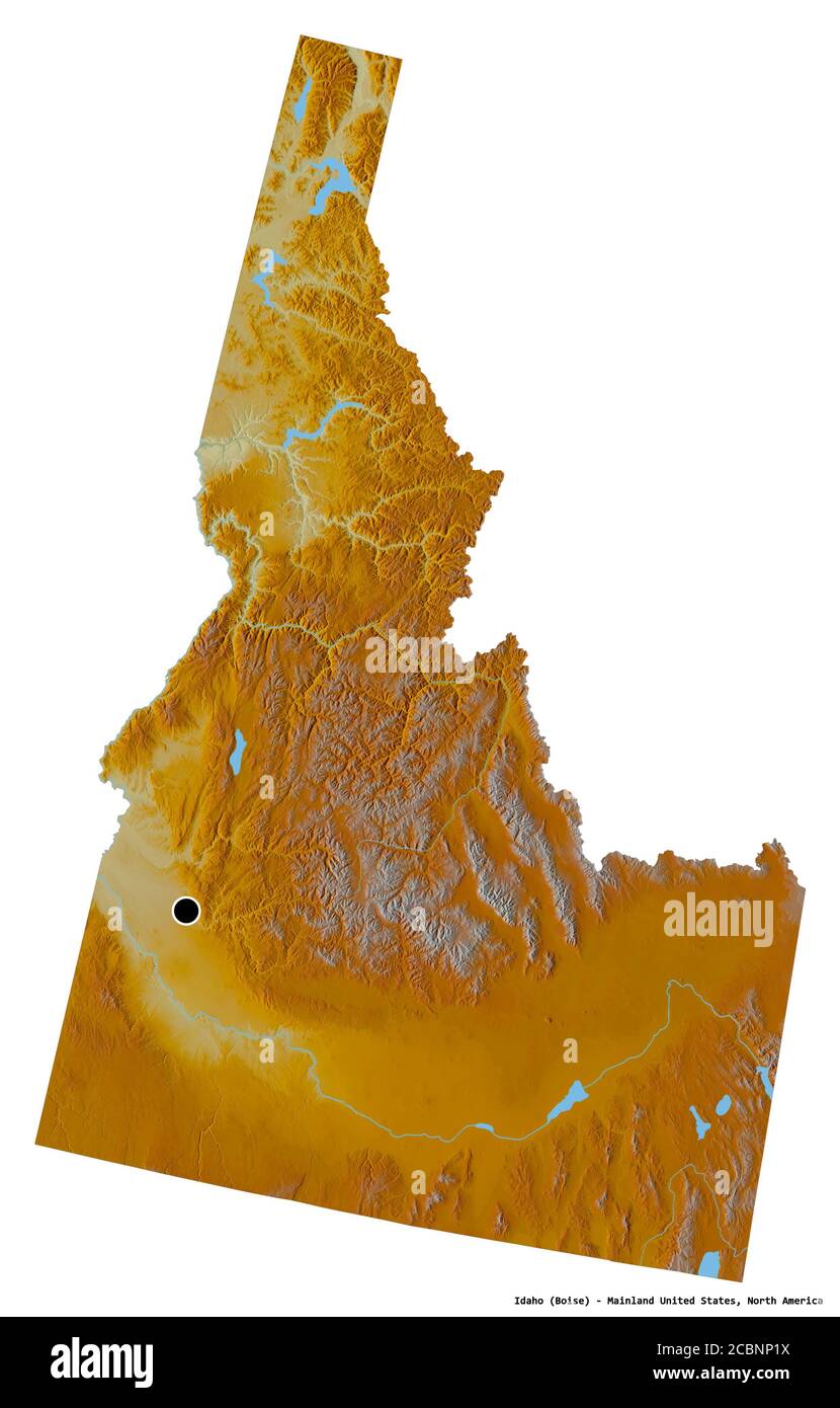 Shape of Idaho, state of Mainland United States, with its capital ...
