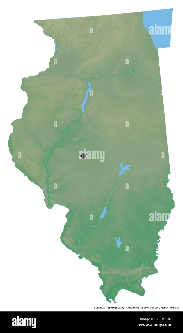Shape of Illinois, state of Mainland United States, with its capital ...