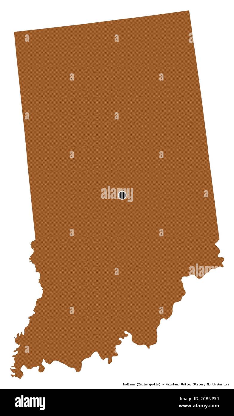 Shape of Indiana, state of Mainland United States, with its capital ...
