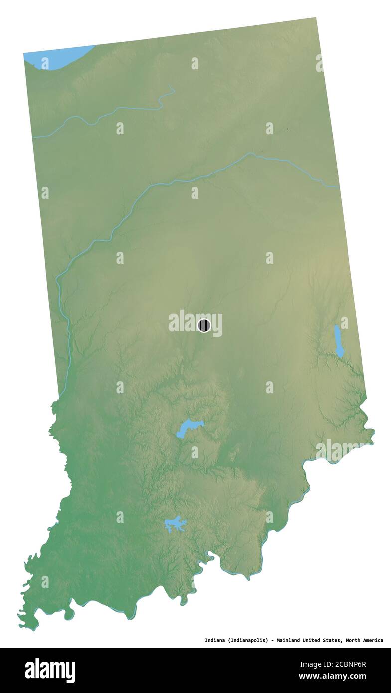 Shape of Indiana, state of Mainland United States, with its capital ...