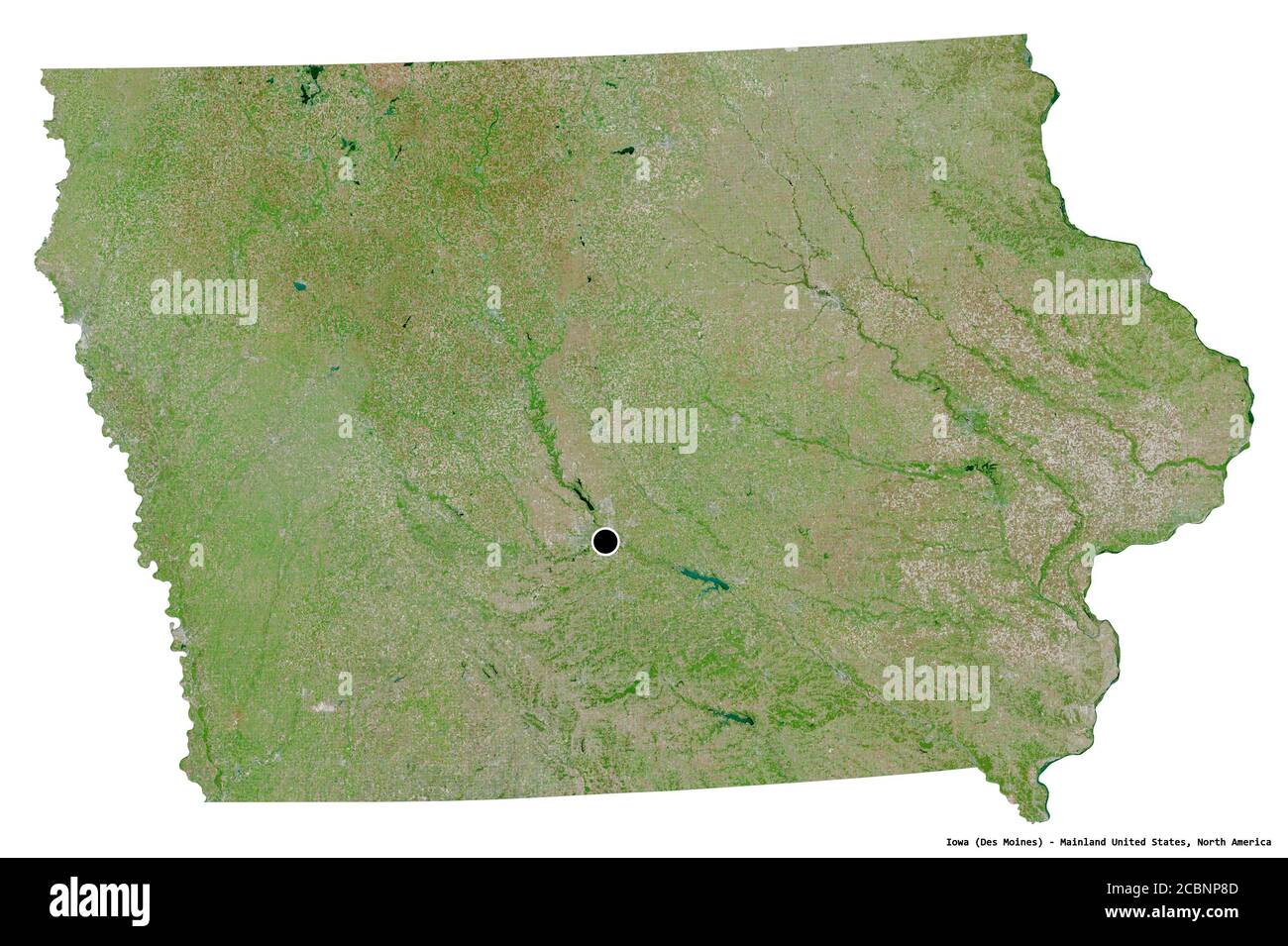 Shape of Iowa, state of Mainland United States, with its capital ...