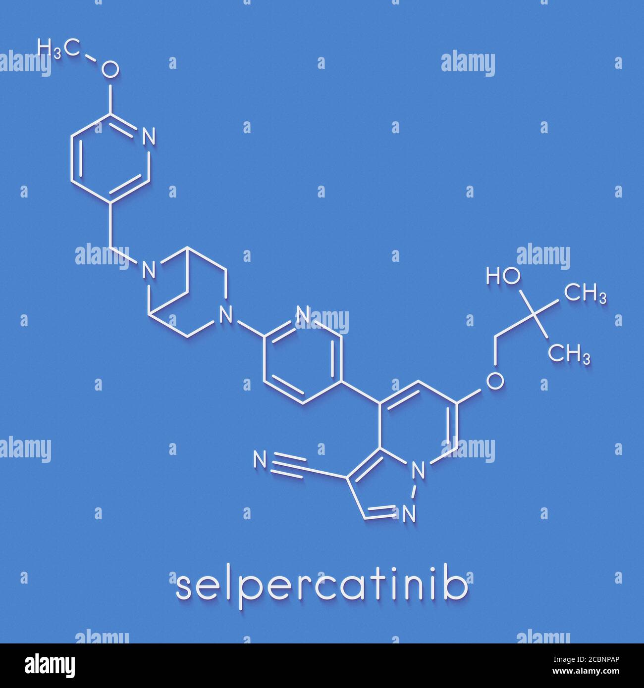 Selpercatinib cancer drug molecule. Skeletal formula Stock Photo - Alamy