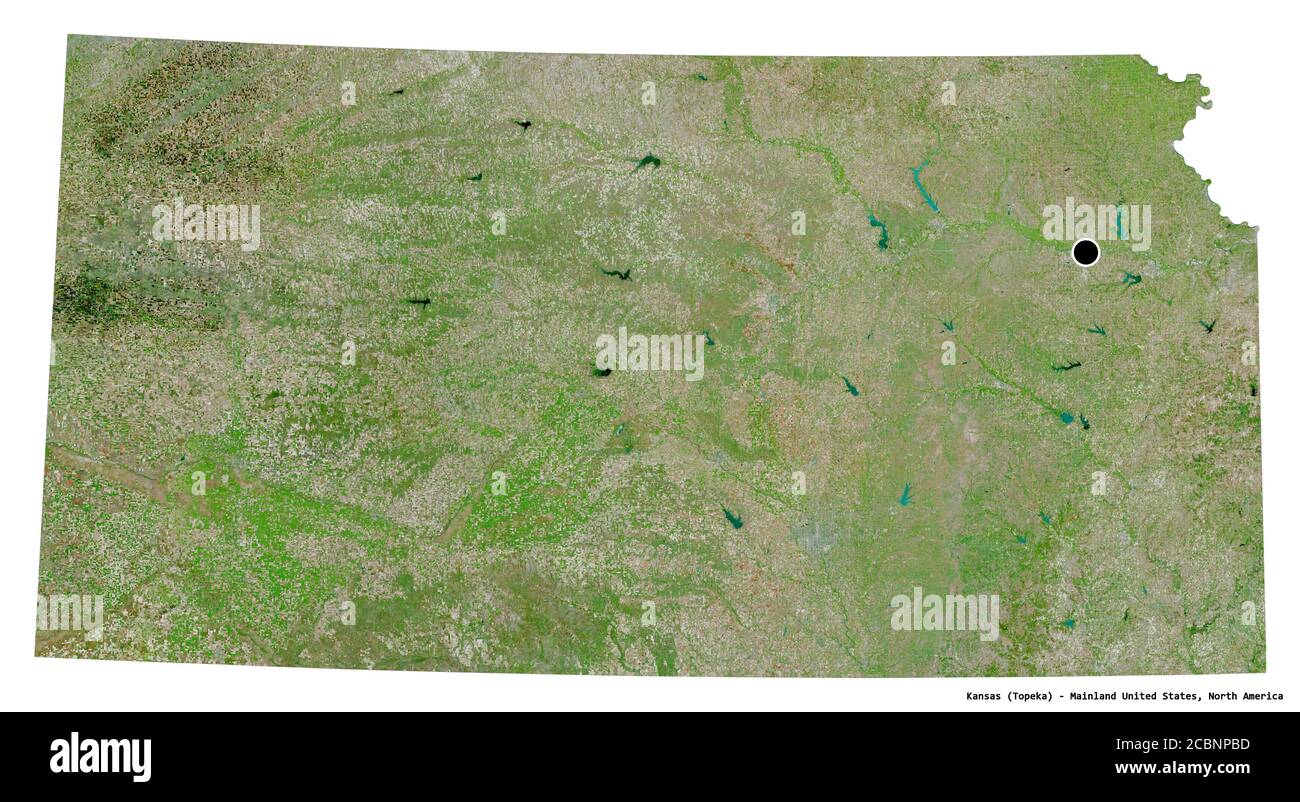 Shape of Kansas, state of Mainland United States, with its capital ...