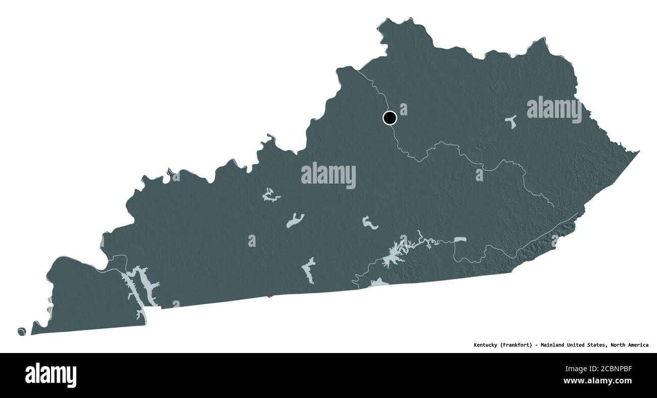 Shape of Kentucky, state of Mainland United States, with its capital ...