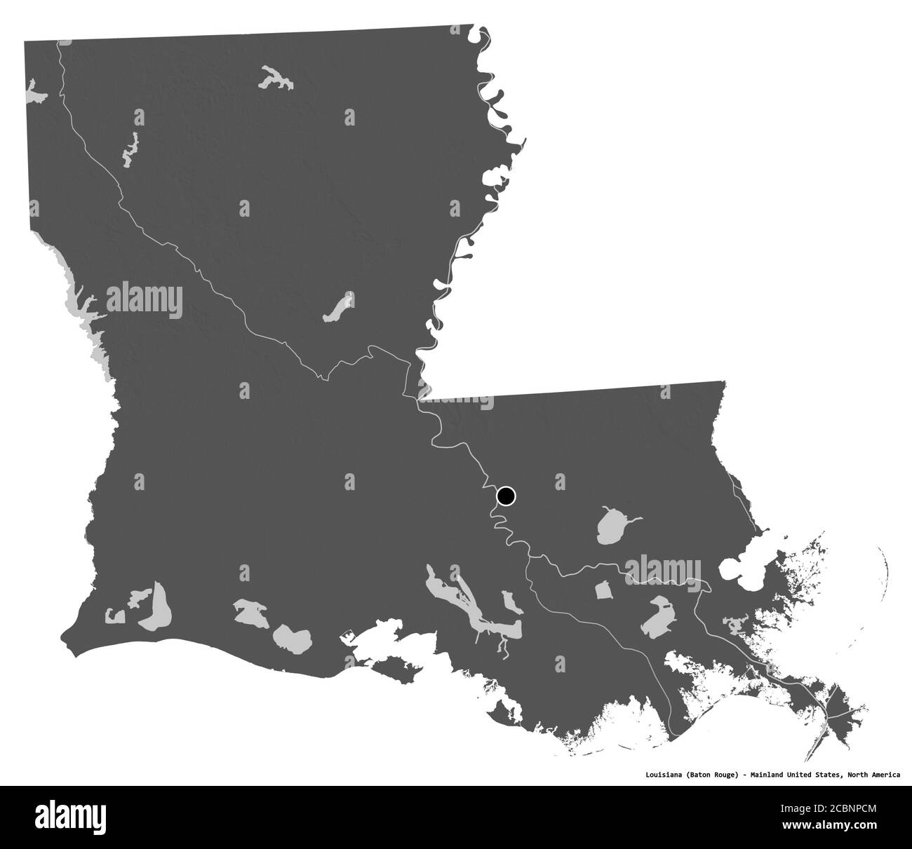 Shape of Louisiana, state of Mainland United States, with its capital ...