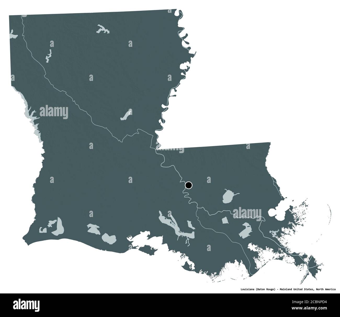 Shape of Louisiana, state of Mainland United States, with its capital ...